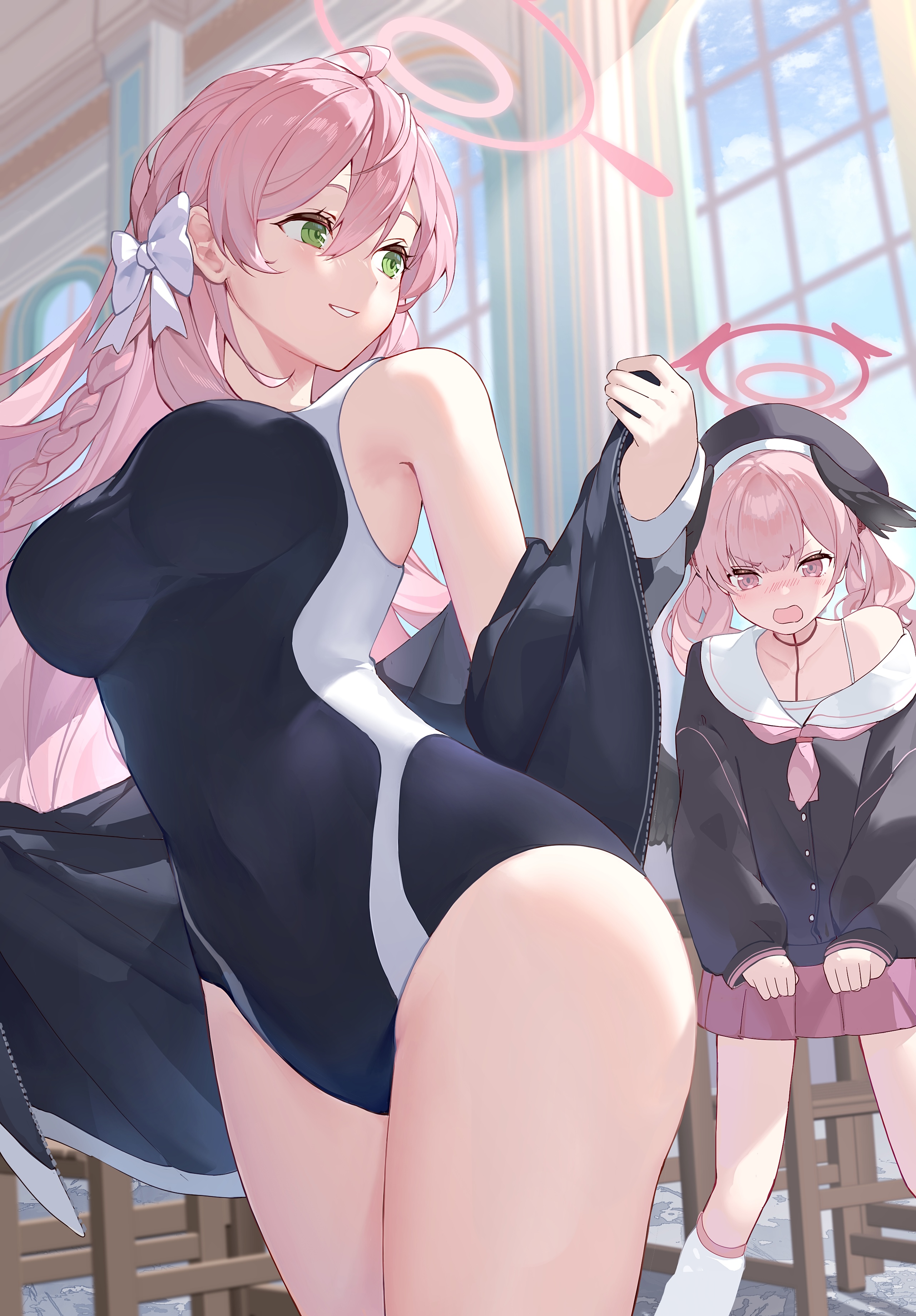 iwashi 111 blue archive shimoe koharu urawa hanako angel seifuku swimsuits undressing wings ...